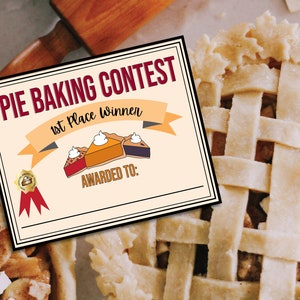 Pie Baking Contest Award Certificates, Voting Ballots & Table Cards for ...