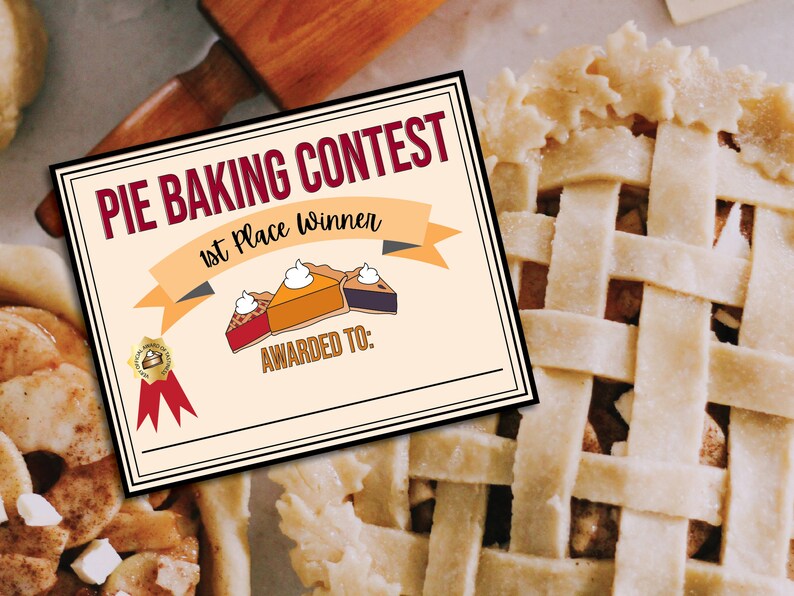 Pie Baking Contest Award Certificates, Voting Ballots & Table Cards for ...