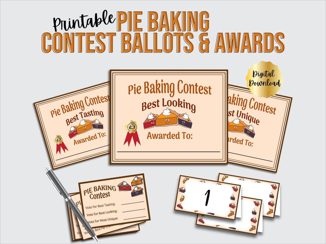 Pie Contest Ballots and Award Certificates Printable, Best Looking Best ...