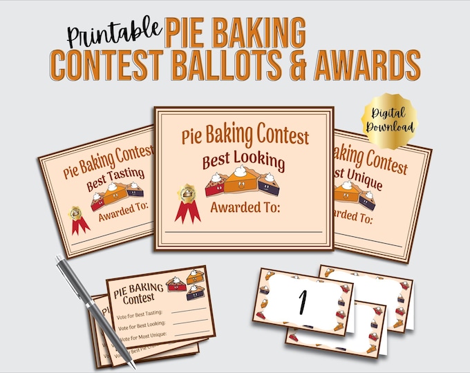 Pie Contest Printables, Pie Baking Contest Score Cards, Printable Pie ...