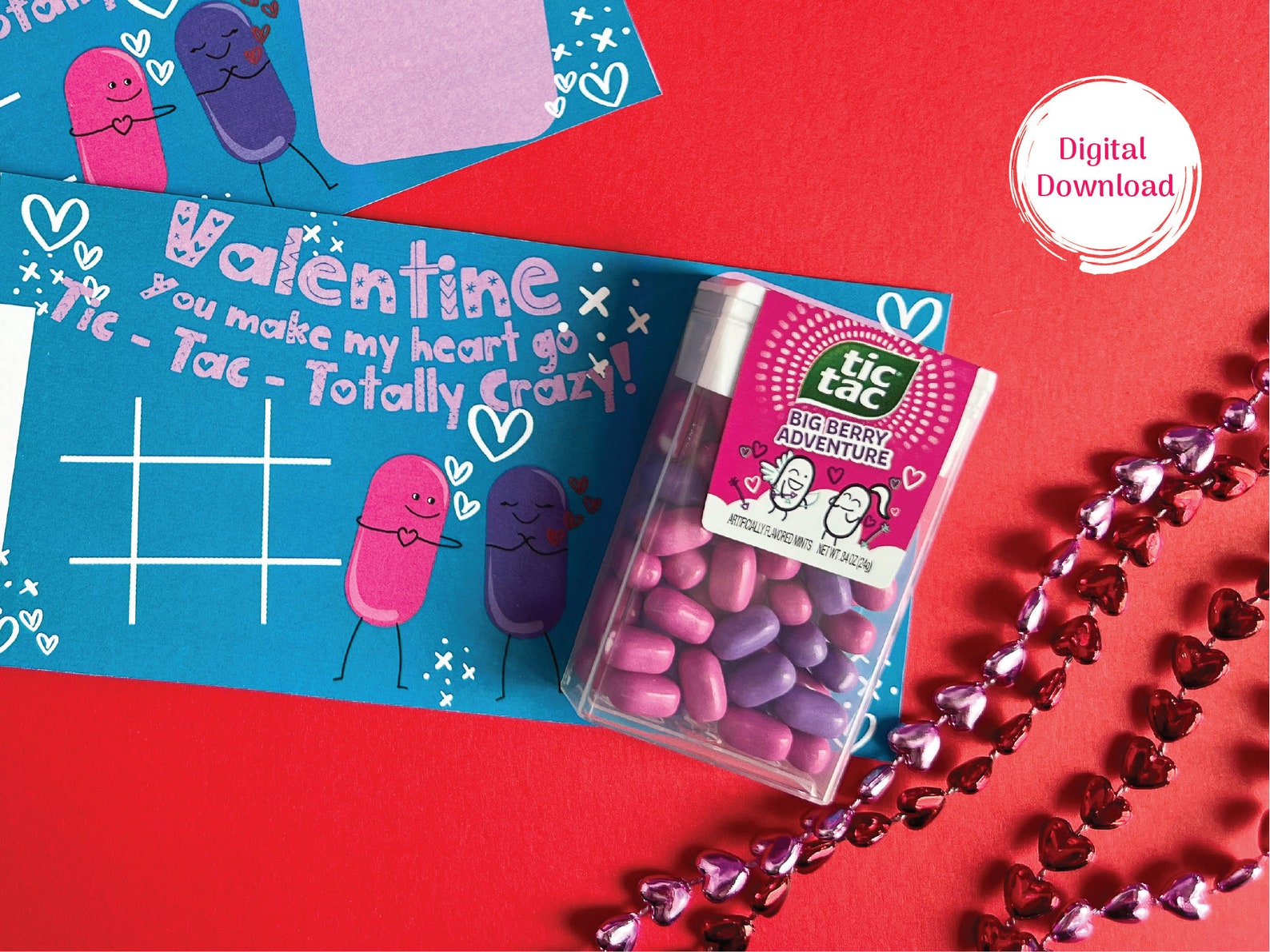 Tic Tac Toe Valentine Card Printable, Kids Valentine Printable, Tic Tac ...