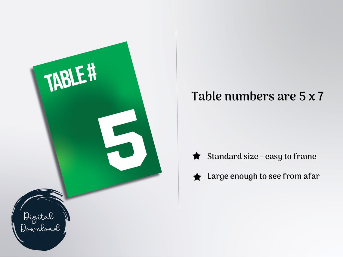Printable 1-40 Sports Themed Table Numbers for Party, Digital Download ...