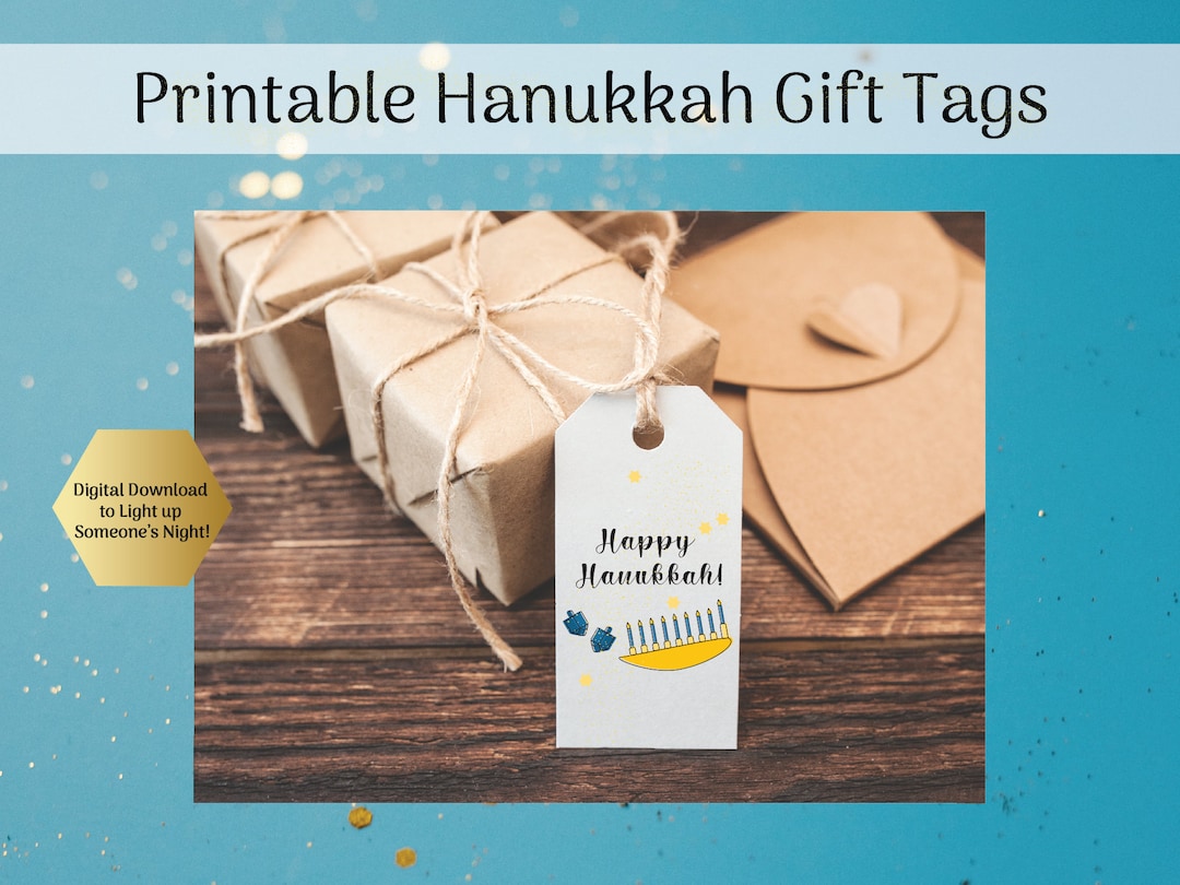 Printable Happy Hanukkah Gift Tag Labels for Friends and Family ...