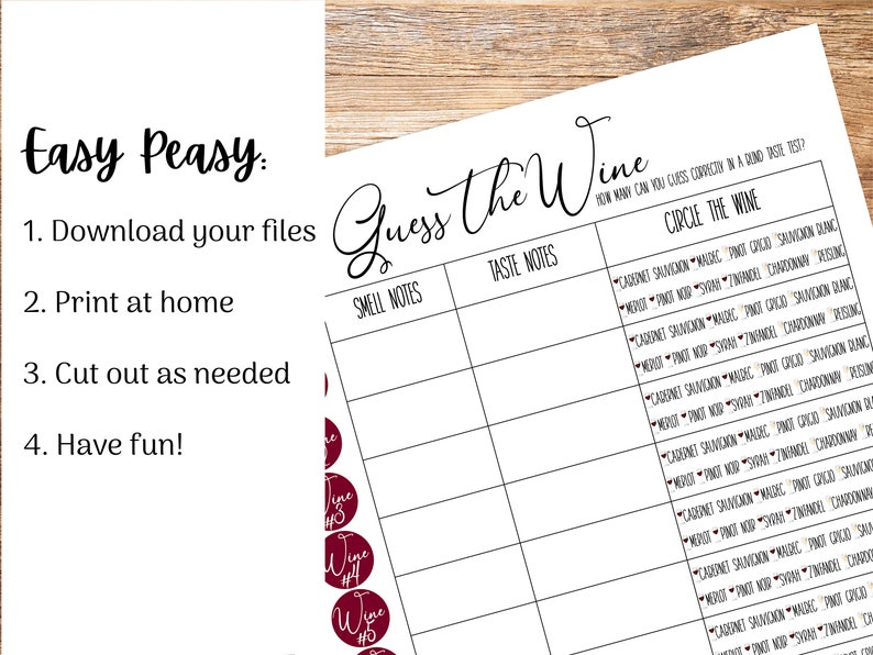 Wine Tasting Party Kit Printable, Blind Taste Test Game, Wine Tasting ...