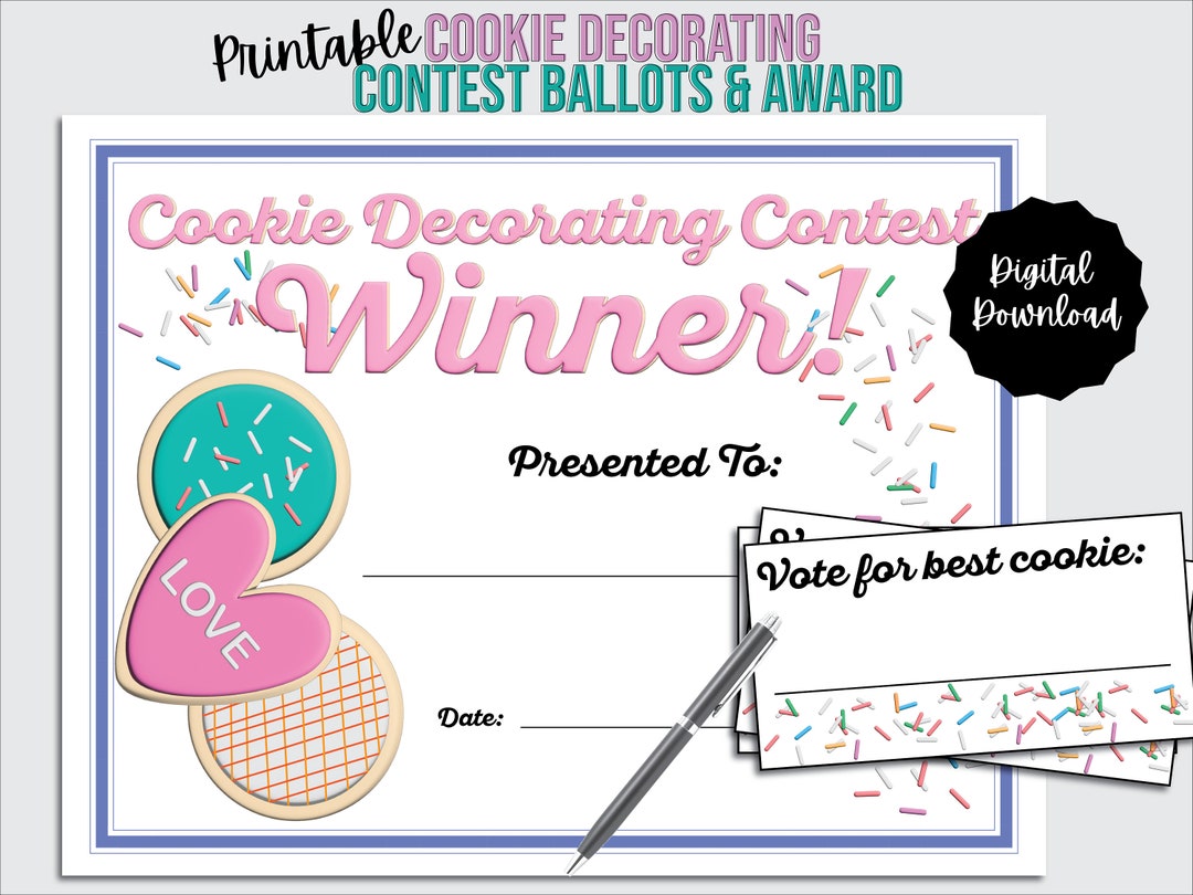 Cookie Decorating Contest Voting Ballots and Award for Cookie ...