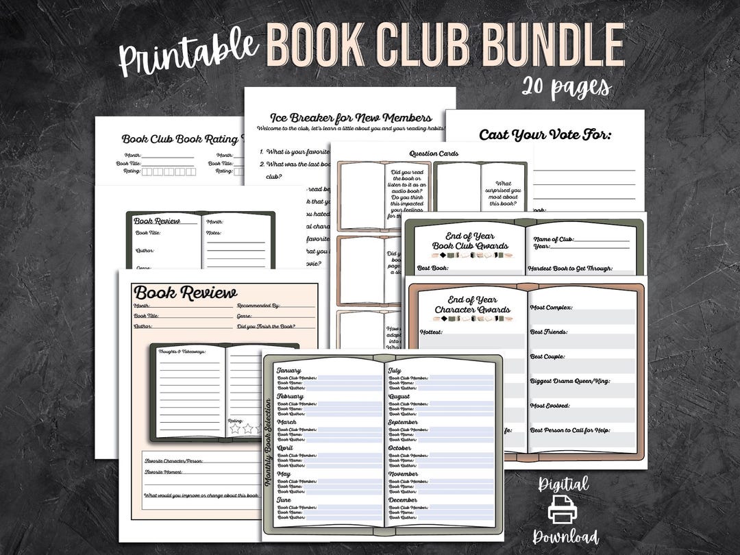 Book Club Bundle Printable, Book Club Questions and Conversation ...