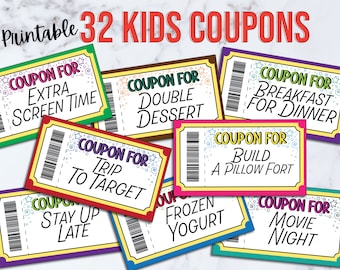 Kids Reward Coupon Book Printable Reward Coupons Child - Etsy