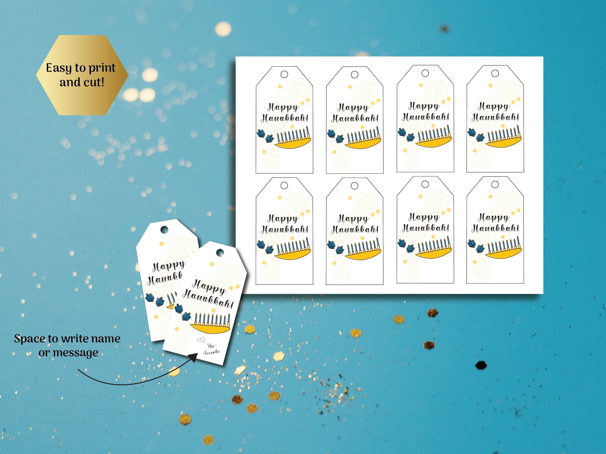 Printable Happy Hanukkah Gift Tag Labels for Friends and Family ...