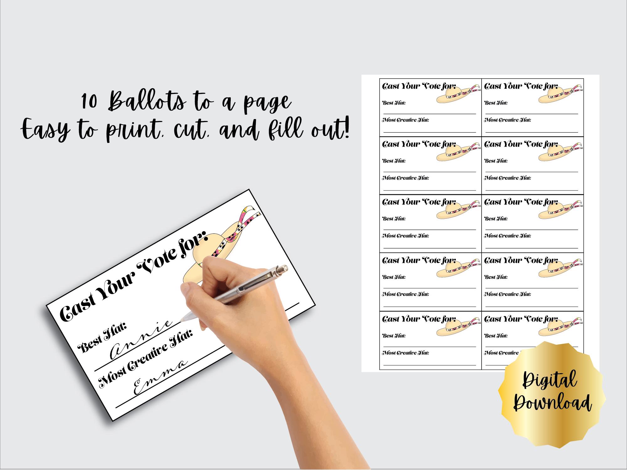 Hat Contest Printable, Best Hat Party Game, Most Creative Hat Award ...