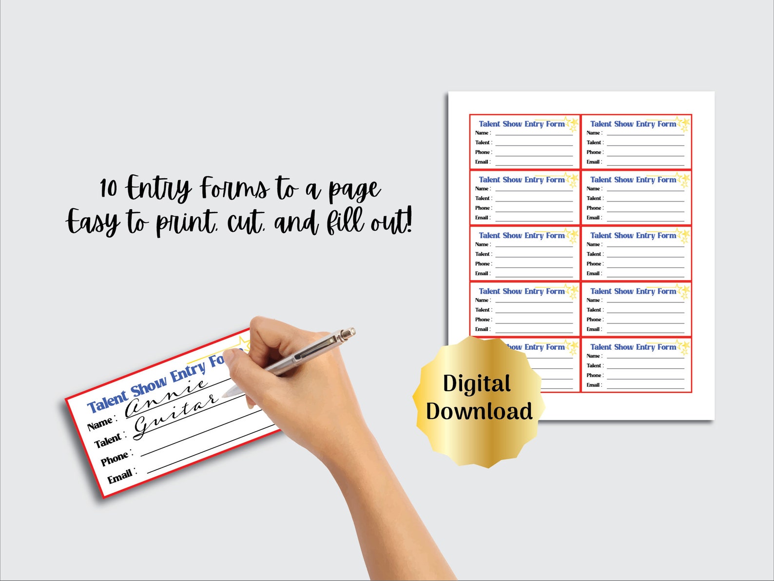 Talent Show Award Certificates and Entry Form for Contest, Talent ...
