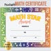 Math Star Certificate Template, Math Star Award of Recognition ...