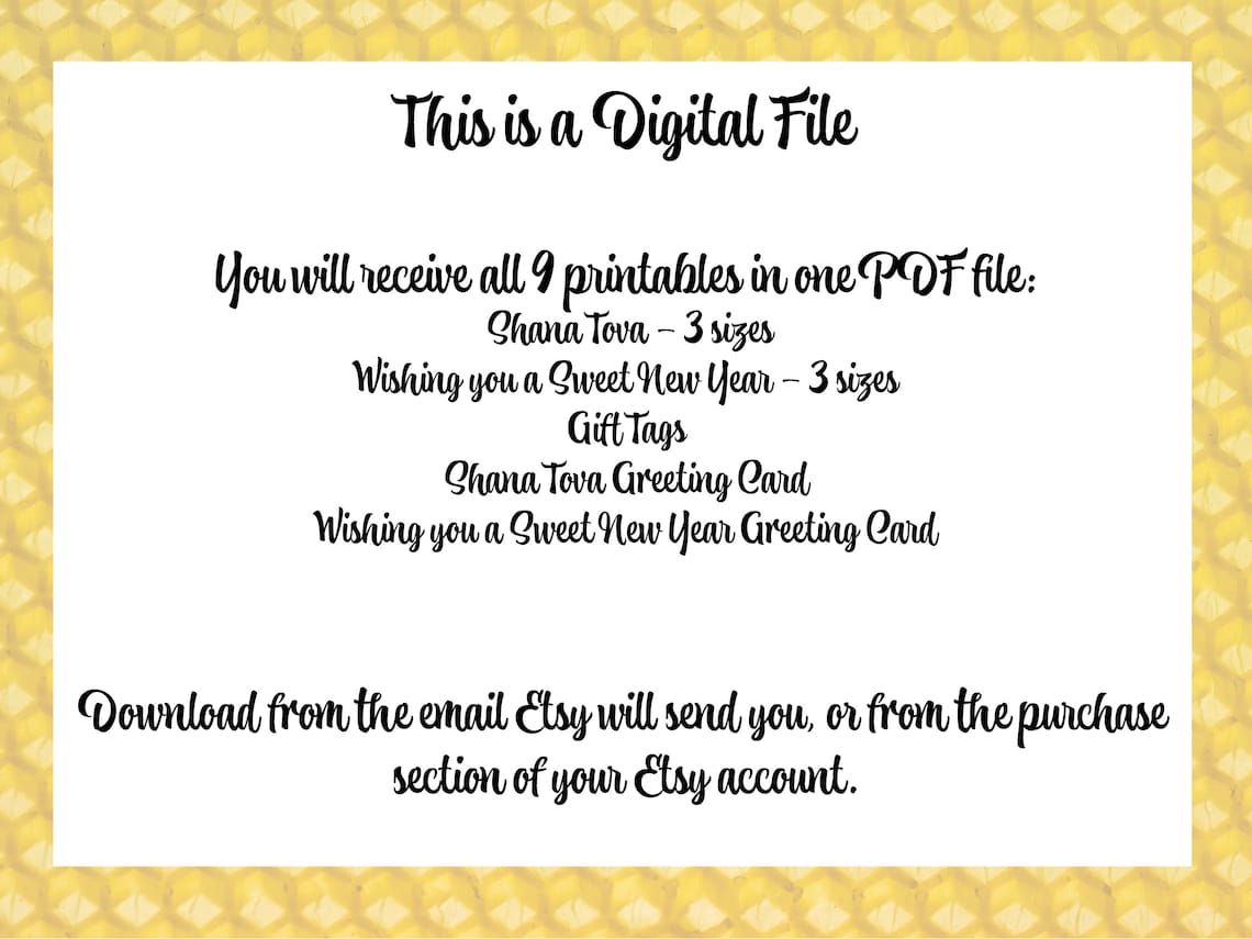 Printable Rosh Hashanah Bundle, Decorations, Holiday Cards and Gift ...