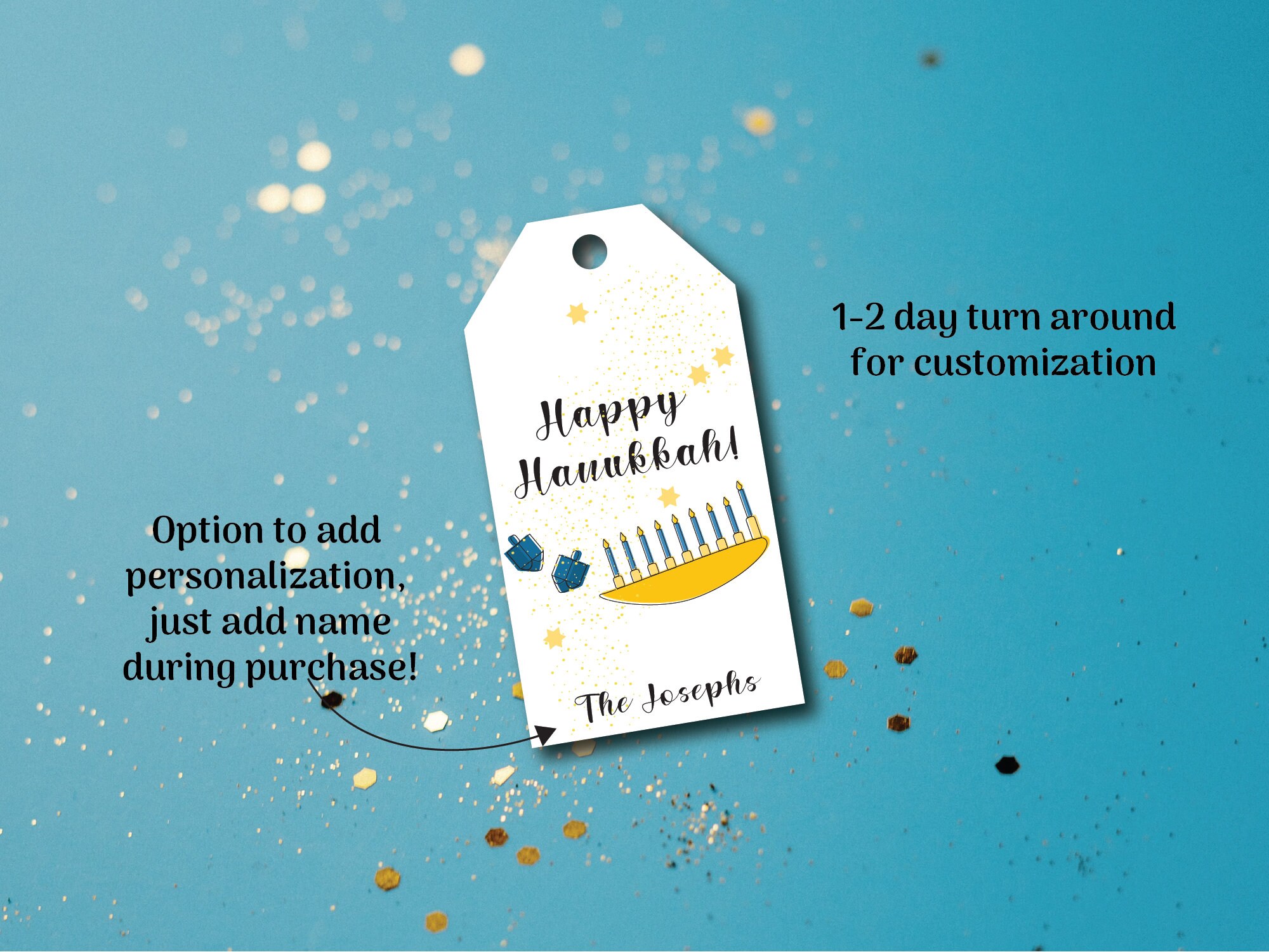 Printable Happy Hanukkah Gift Tag Labels for Friends and Family ...