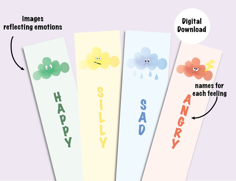Printable Feelings and Emotions Bookmarks for Preschoolers and - Etsy