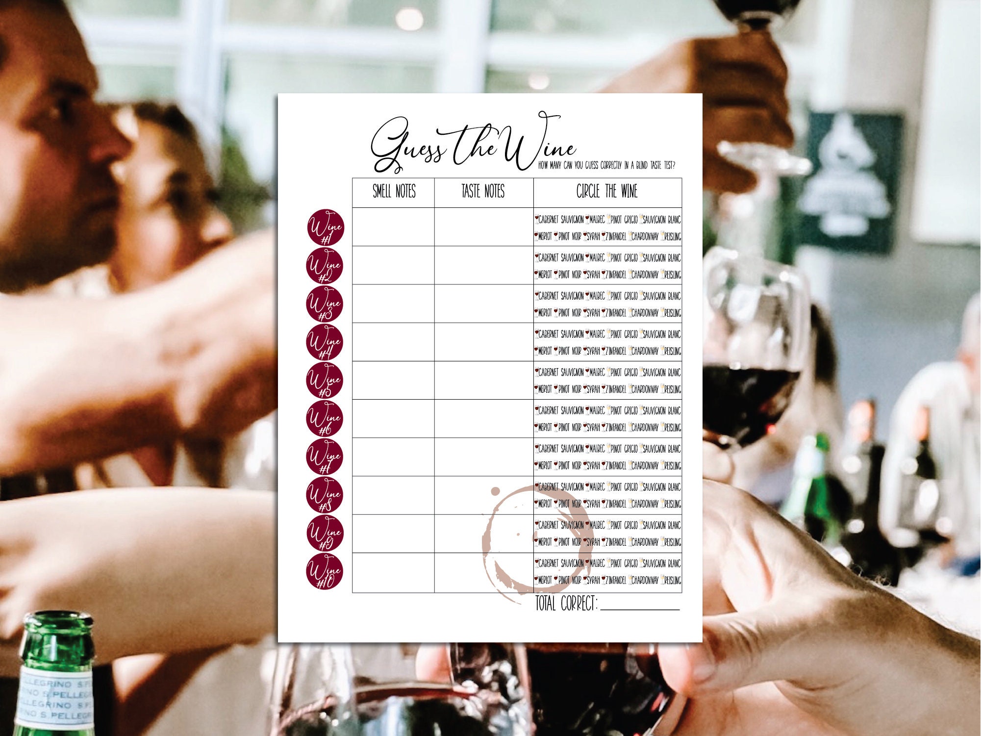 Wine Tasting Party Kit Printable, Wine Tasting Scorecard, Girls Night ...