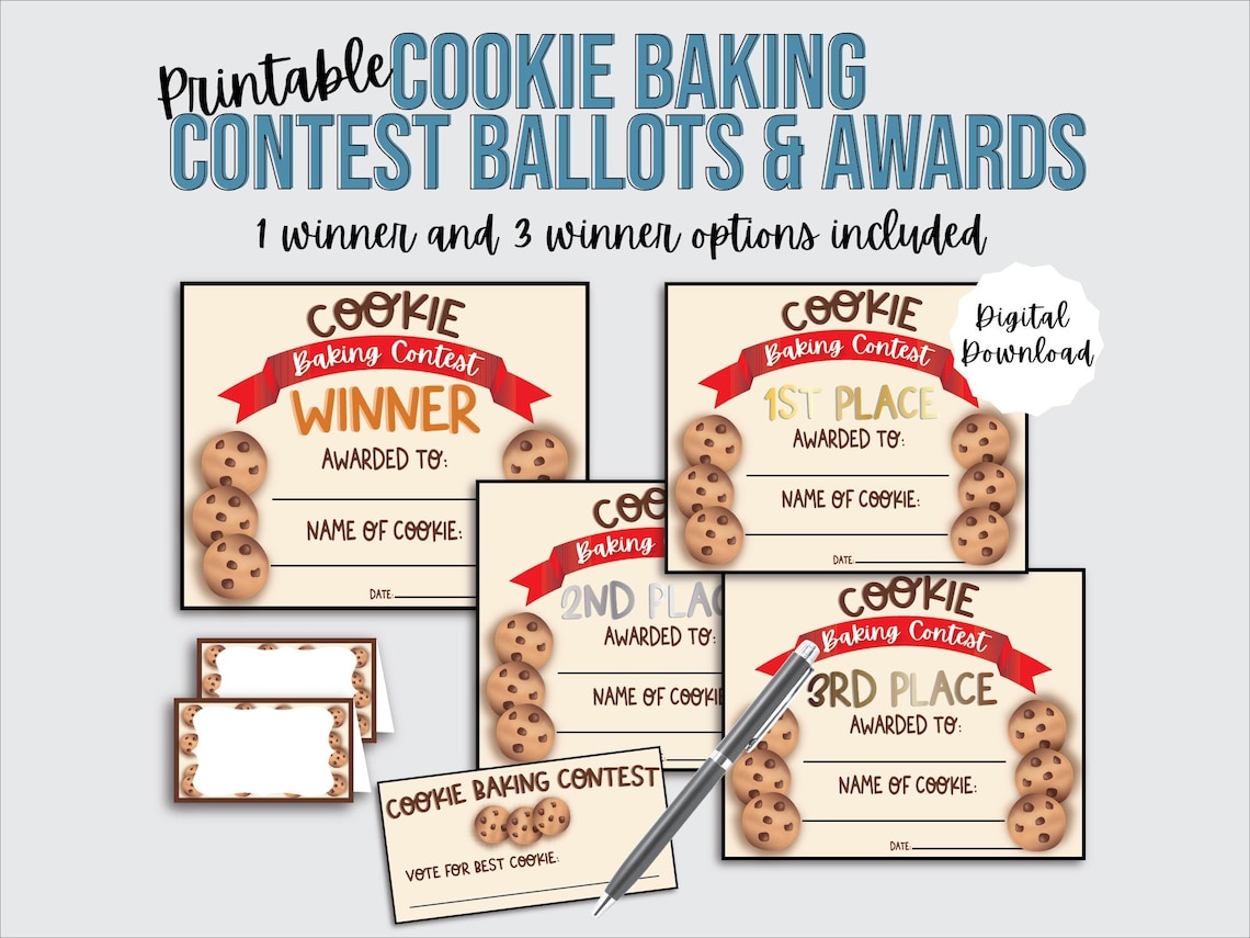 Cookie Baking Contest Voting Ballots and Awards Printable, Cookie Bake ...