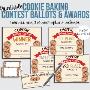Cookie Baking Contest Voting Ballots and Awards Printable, Cookie Bake ...
