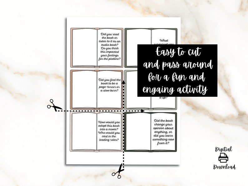 Book Club Question Cards Printable, Book Club Conversation Starters ...