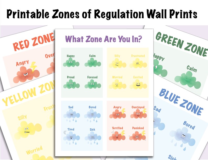 Printable Self-regulation Zone Bundle Bookmarks and What Zone - Etsy