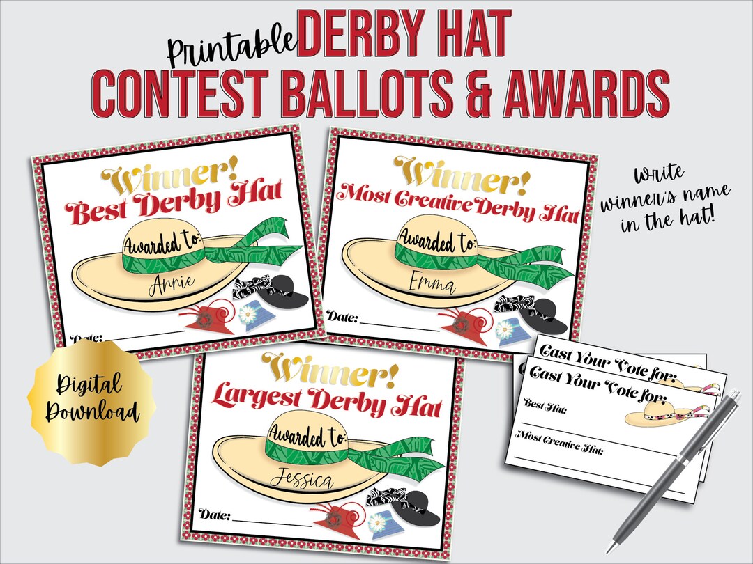 Derby Day Hat Contest Printable, Kentucky Derby Hat Contest, Best Derby ...