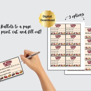 Pie Baking Contest Award Certificates, Voting Ballots & Table Cards for ...