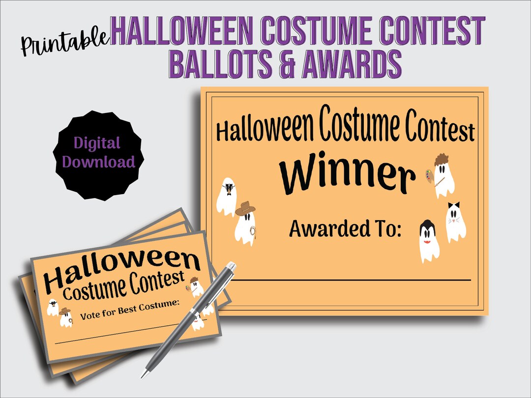 Costume Contest Printable Award and Voting Ballots for Halloween, Award ...