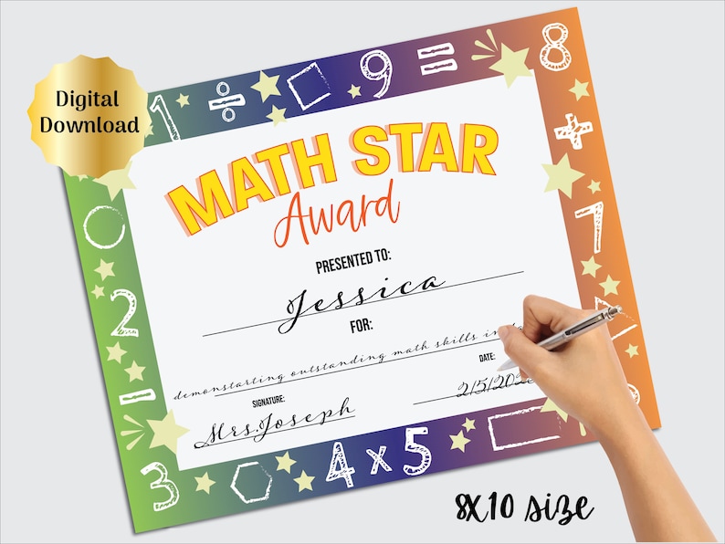 Math Star Certificate Template, Math Star Award of Recognition ...