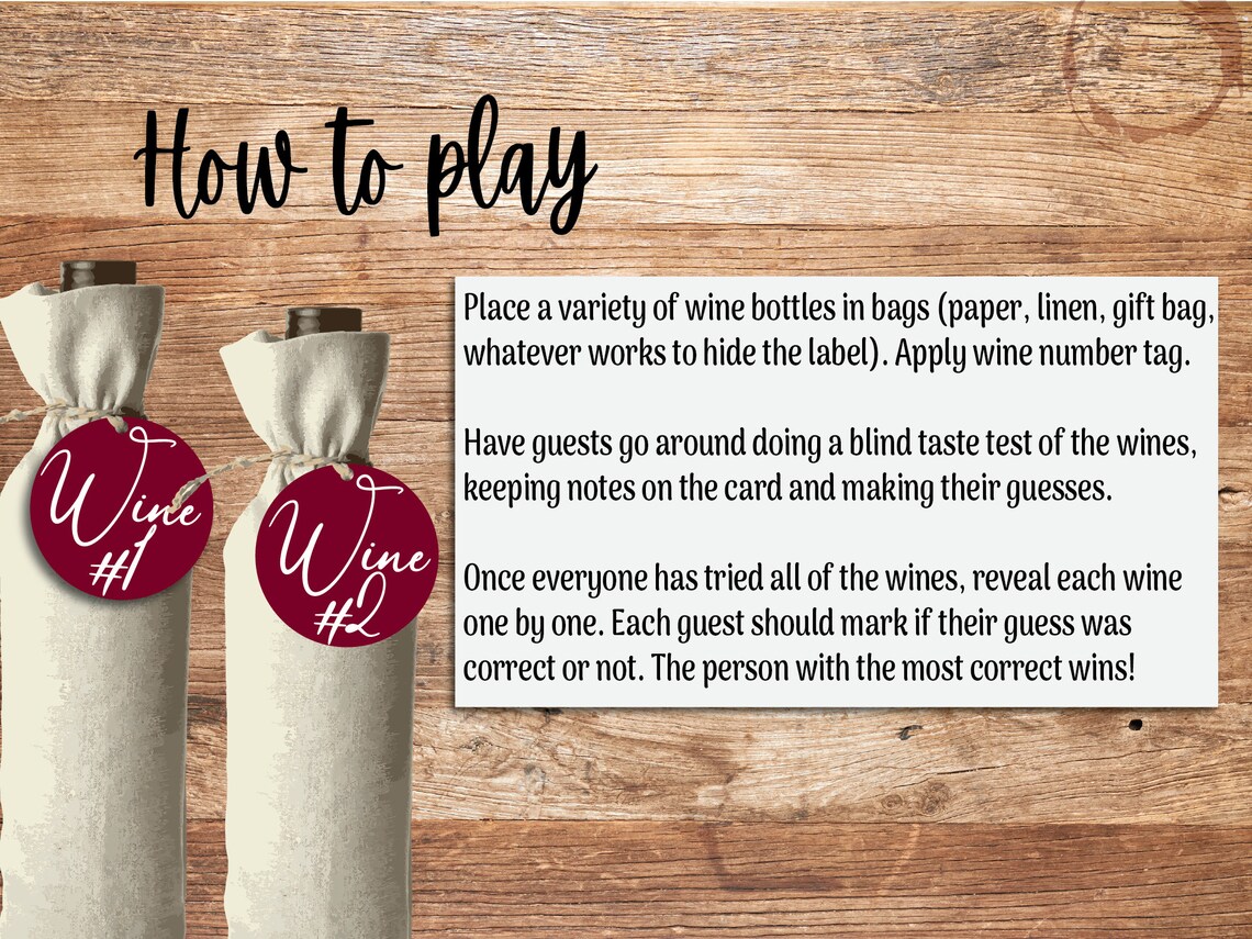 Wine Tasting Party Kit Printable, Blind Taste Test Game, Wine Tasting ...