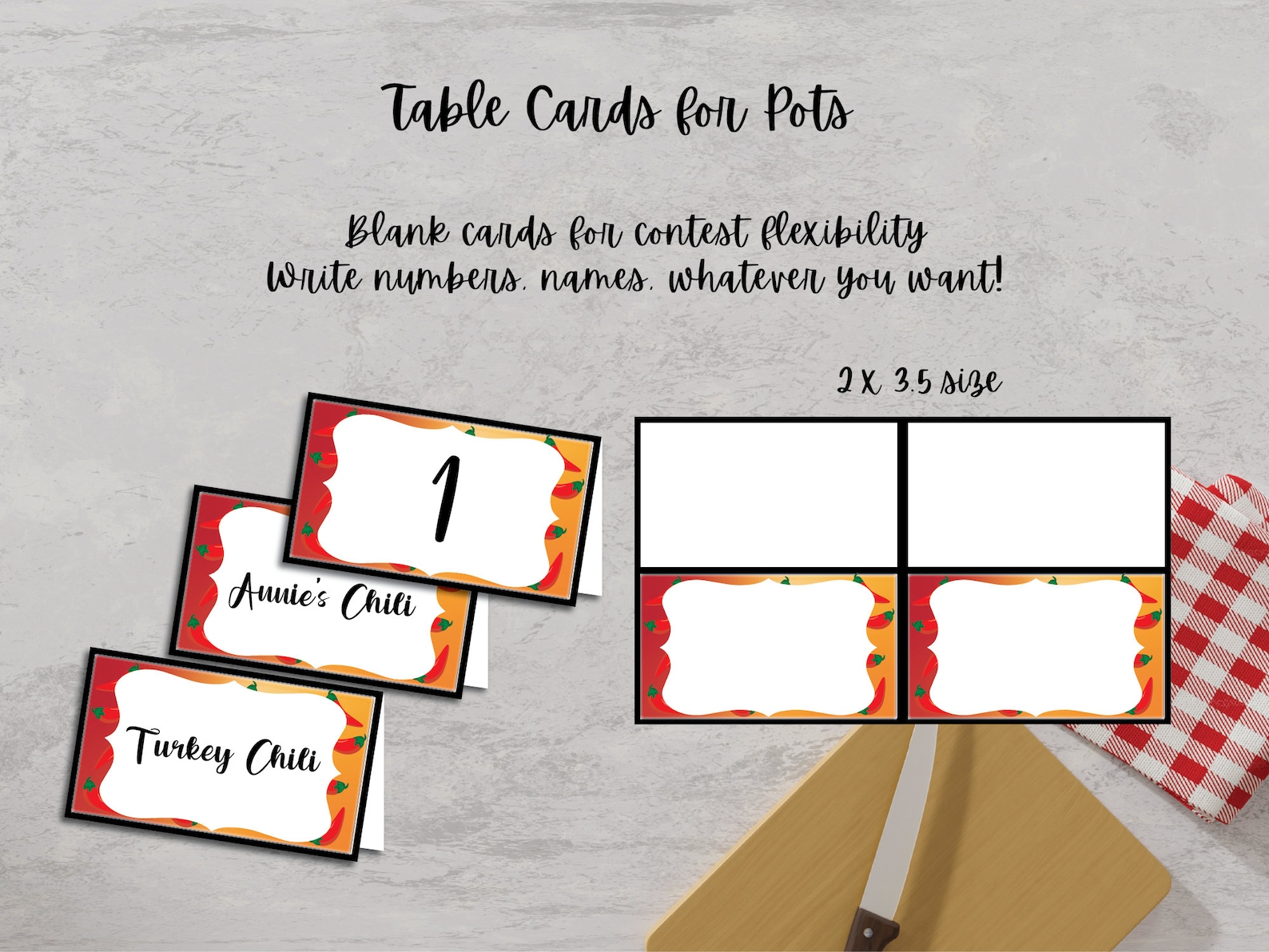 Chili Cook off Voting Ballots and Awards With Table Cards, 1st, 2nd and ...