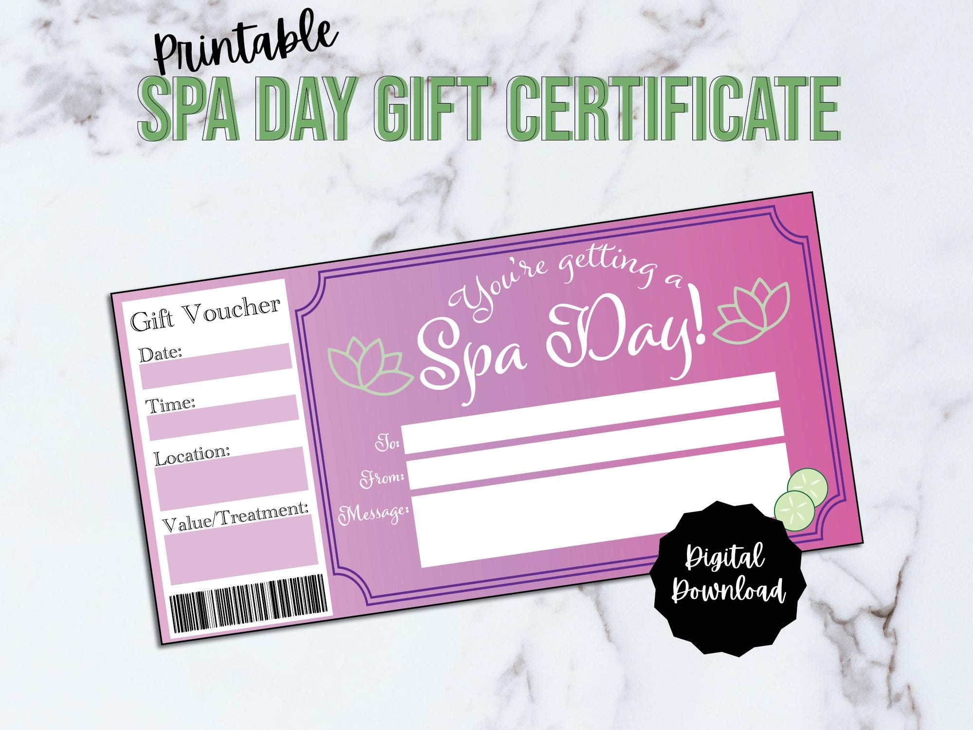 Printable Spa Gift Certificates