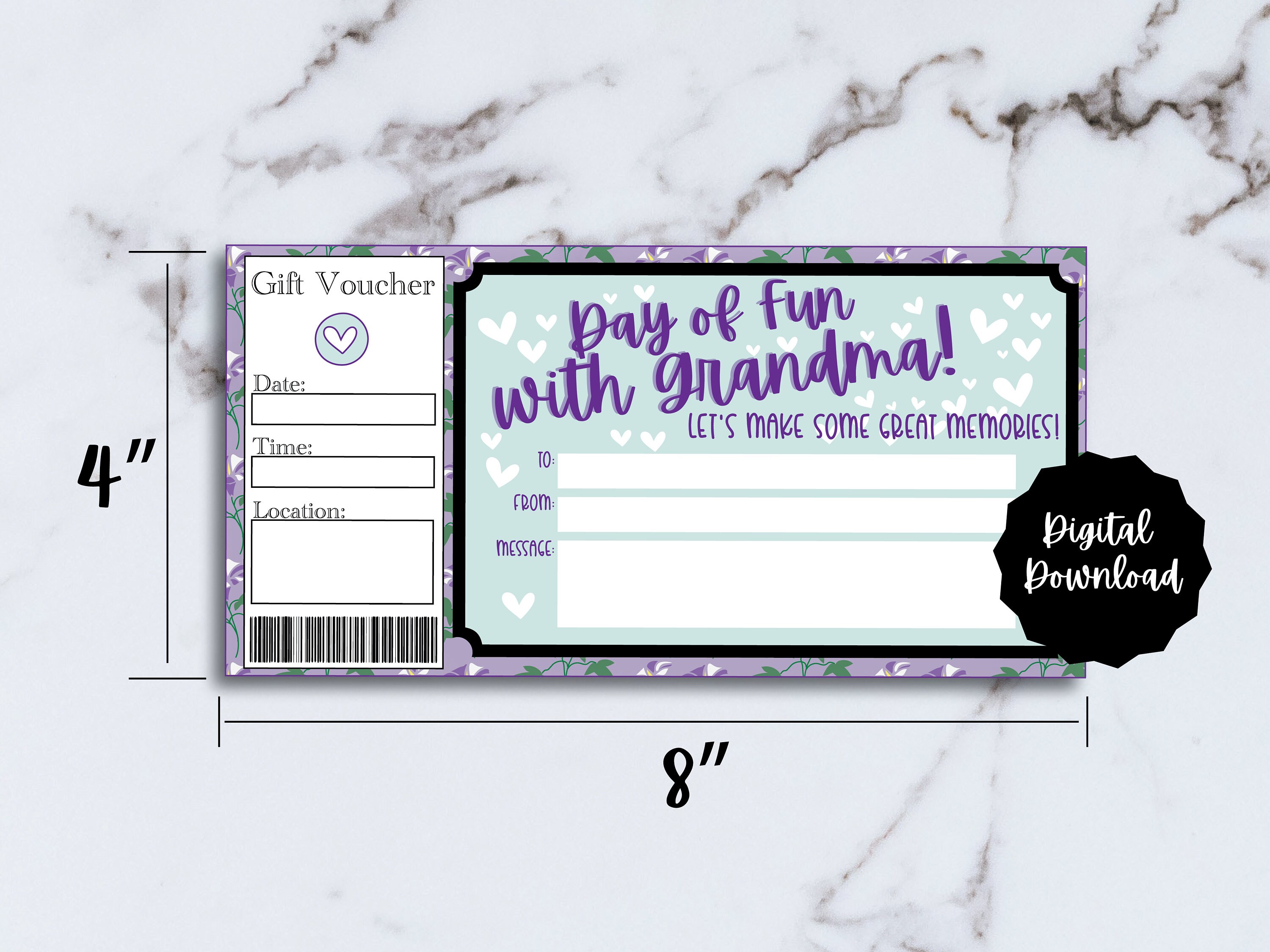Fun Day With Grandma Ticket – Printable Experience Gift for Kids | Day ...