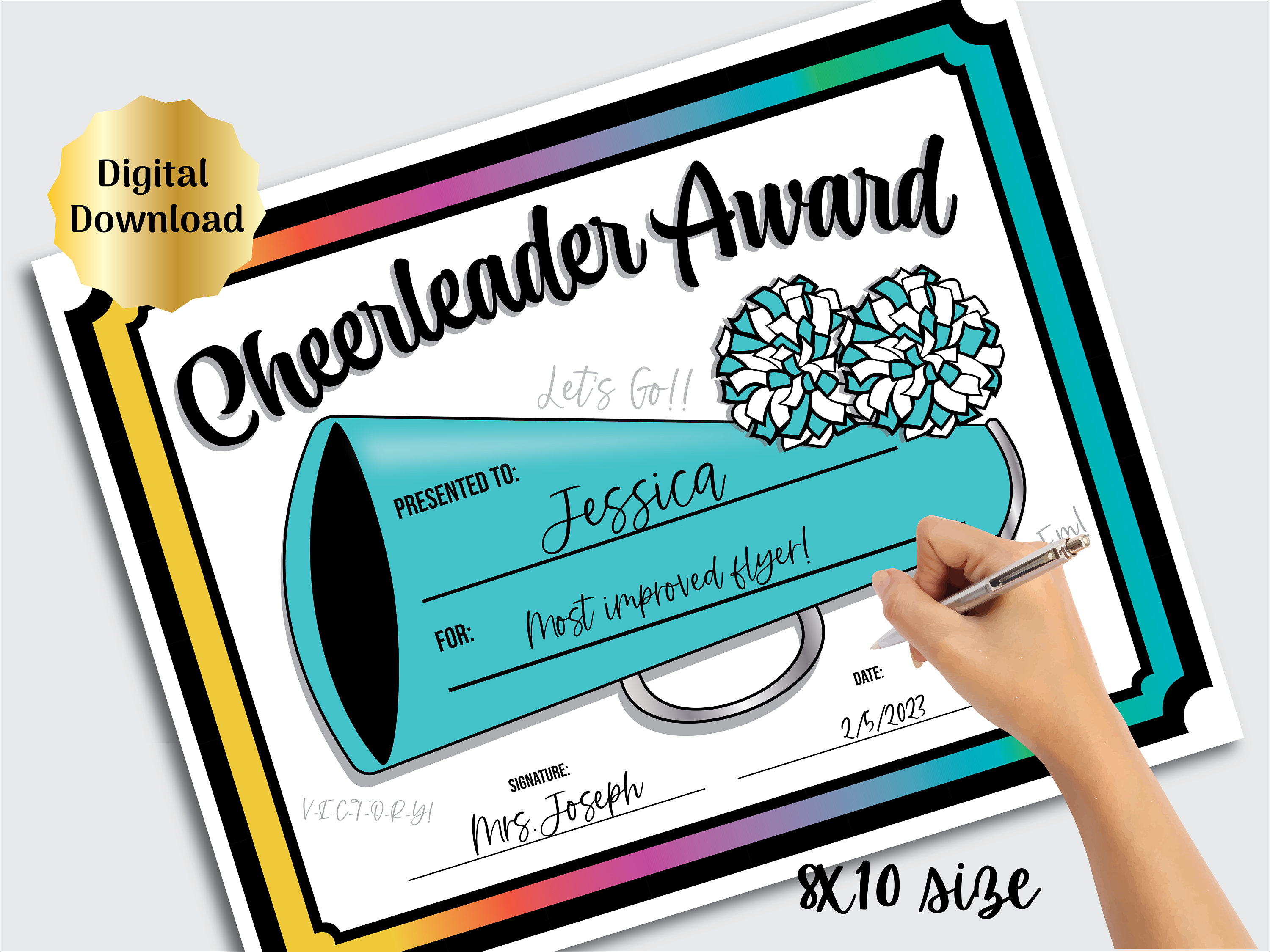Cheerleading Award Certificate Template for Cheer Team Award of ...