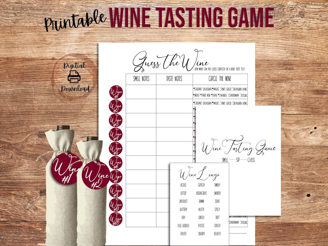 Wine Tasting Party Kit Printable, Blind Taste Test Game, Wine Tasting ...