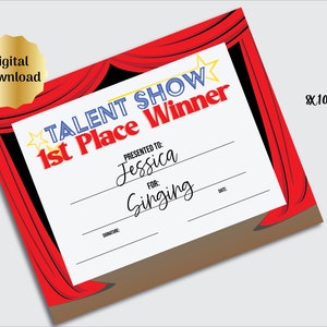 Talent Show Award Certificates and Entry Form for Contest, Talent ...