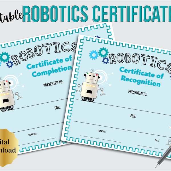 Robotics Certificate - Etsy