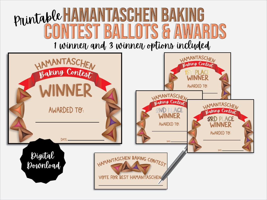 Hamantaschen Cookie Baking Contest Voting Ballots and Awards Printable ...