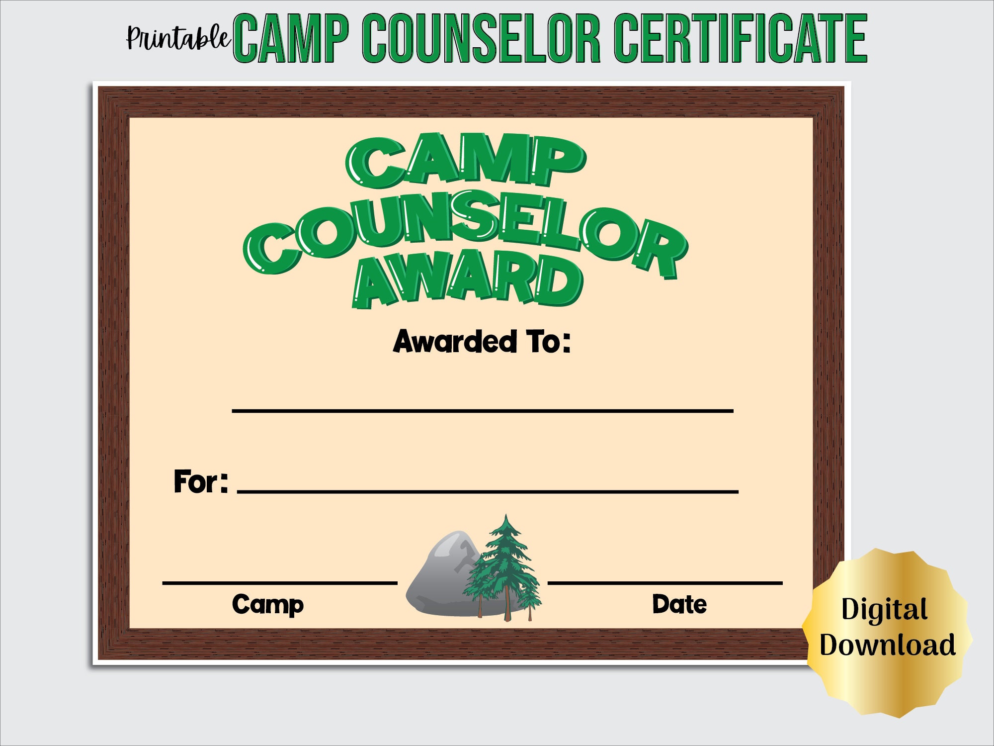 Camp Counselor Certificate, Counselor Award of Recognition, Most Likely ...