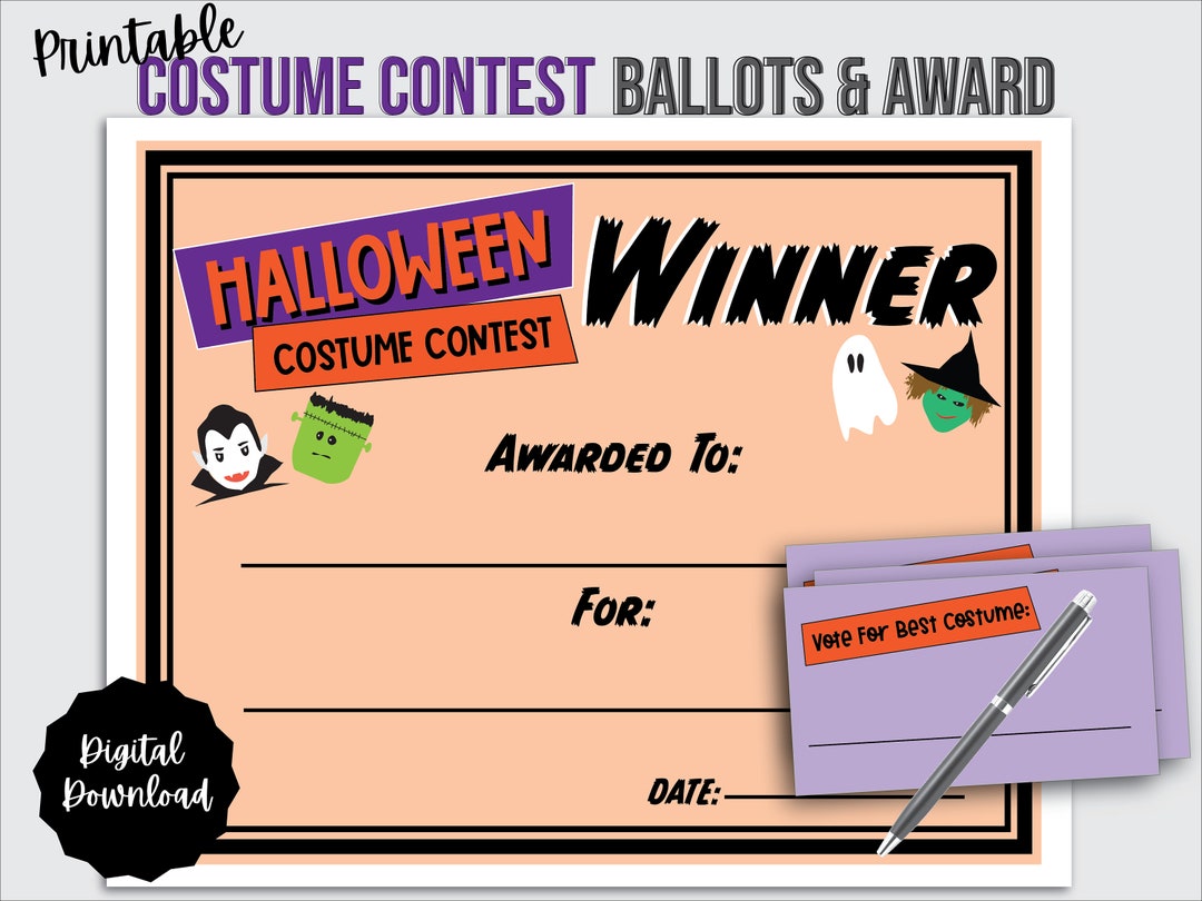 Halloween Costume Contest Printable Bundle, Voting Ballots and Award ...