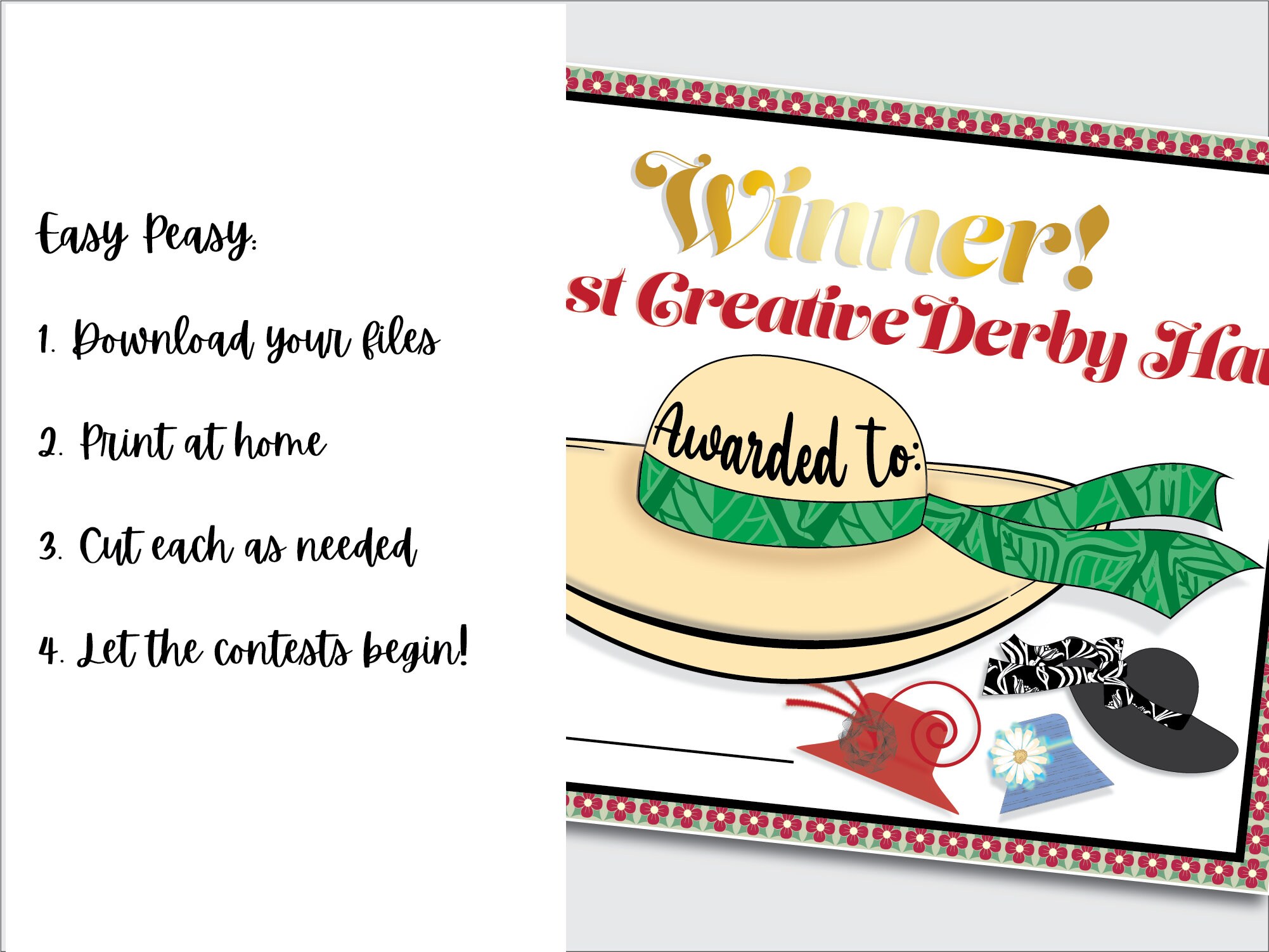 Derby Day Hat Contest Printable, Kentucky Derby Hat Contest, Best Derby ...