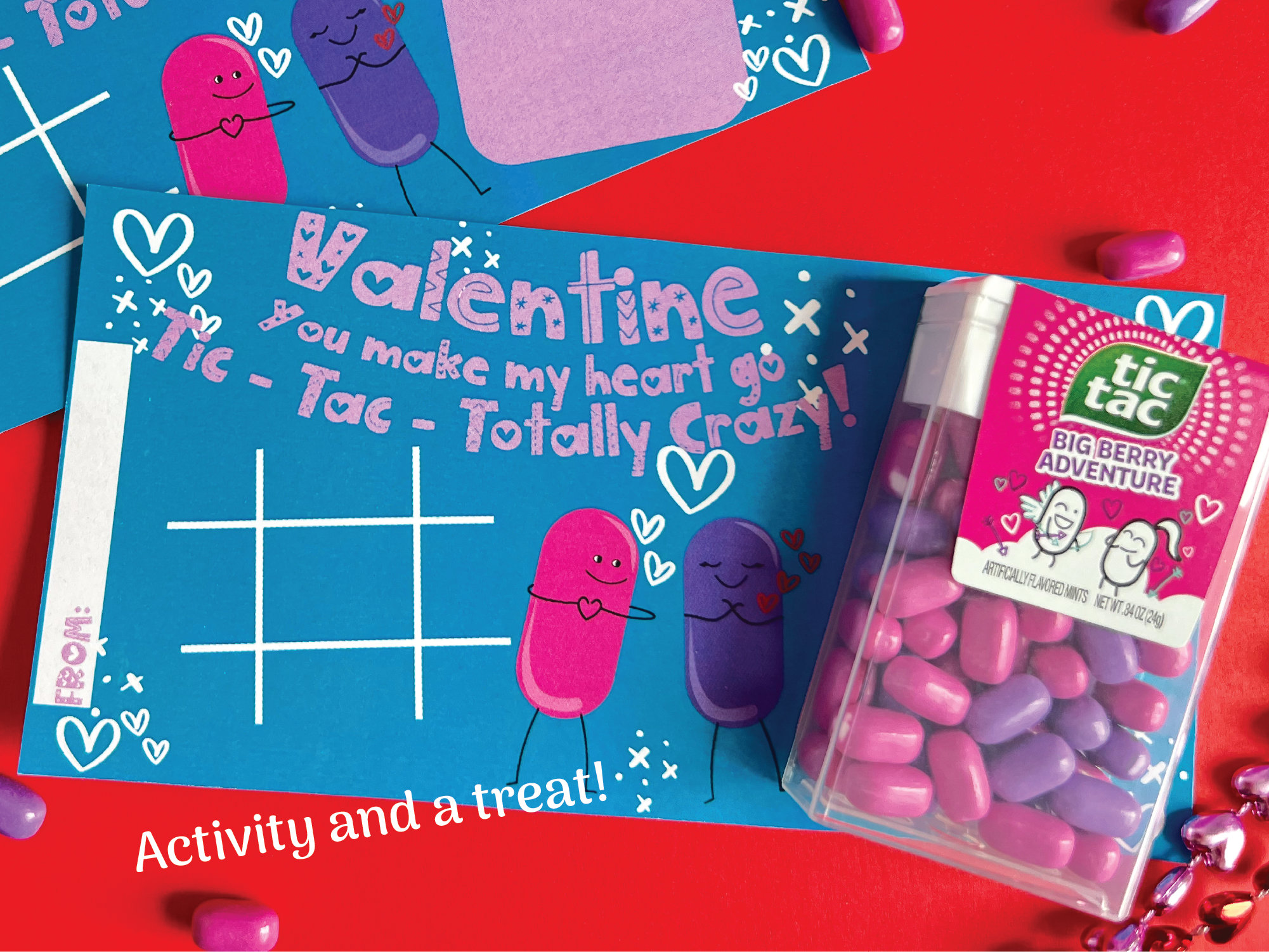 Tic Tac Toe Valentine Card Printable, Kids Valentine Printable, Tic Tac ...