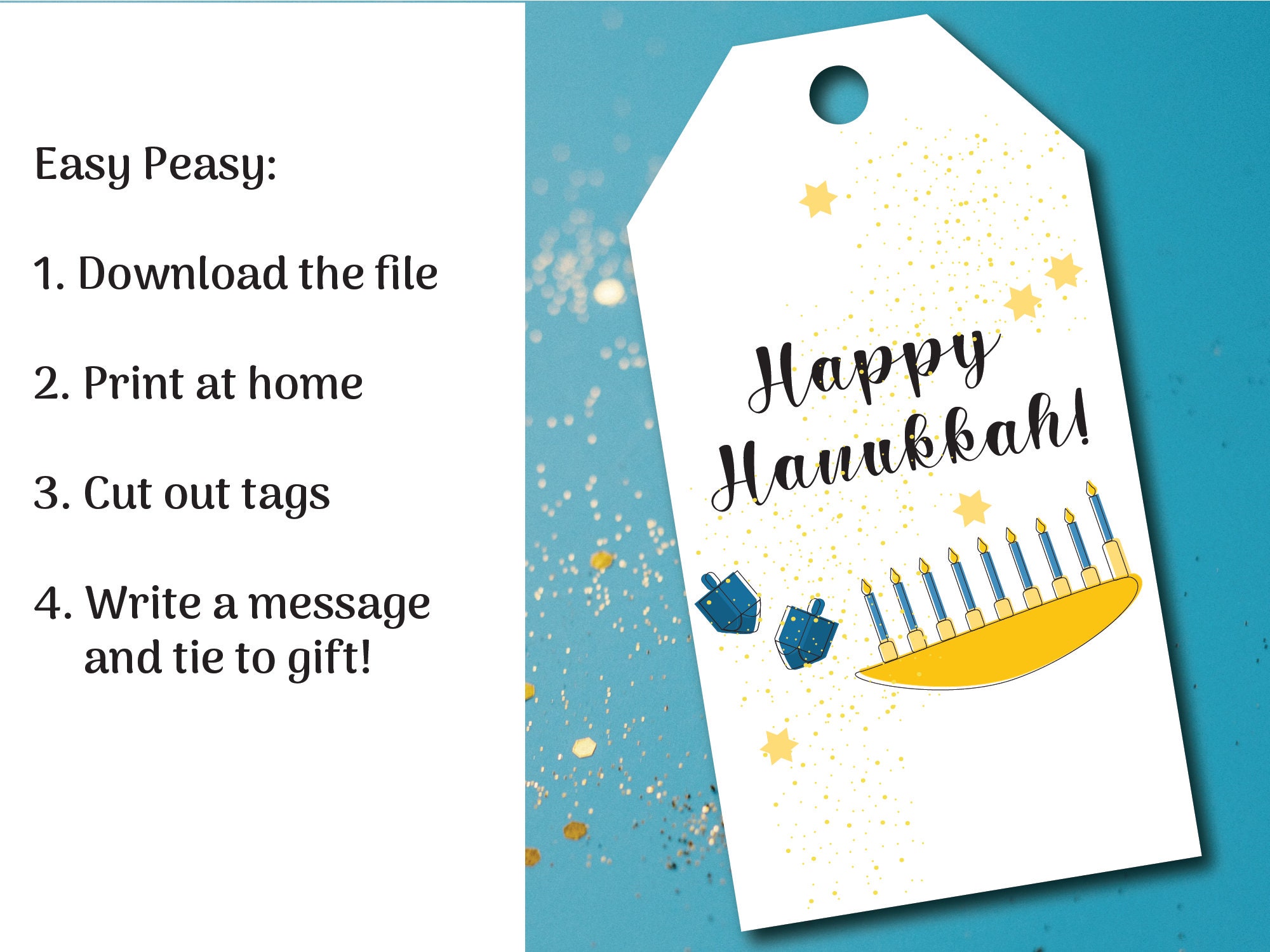 Printable Happy Hanukkah Gift Tag Labels for Friends and Family ...