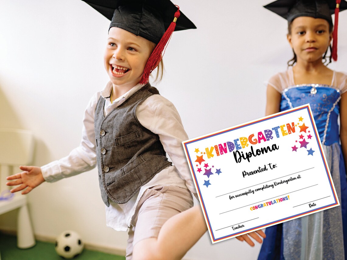 Kindergarten Graduation Diploma Certificate Printable, Kinder Graduate ...