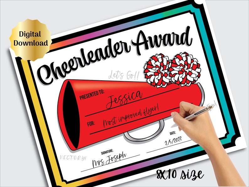 Cheerleading Award Certificate Template for Cheer Team Award of ...