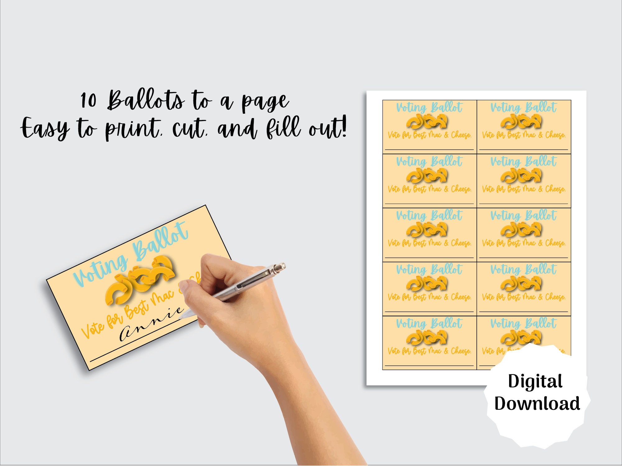 Mac and Cheese Competition Voting Ballots and Awards, Mac and Cheese ...