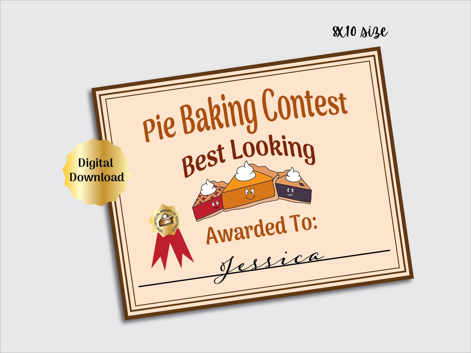 Pie Contest Ballots and Award Certificates Printable, Best Looking Best ...