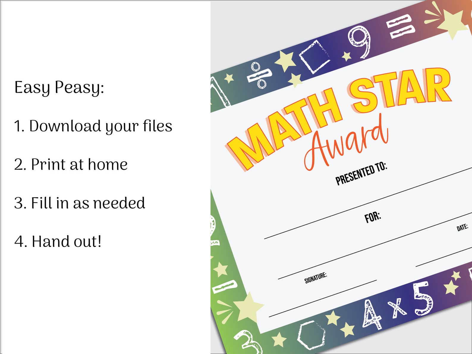 Math Star Certificate Template, Math Star Award of Recognition ...