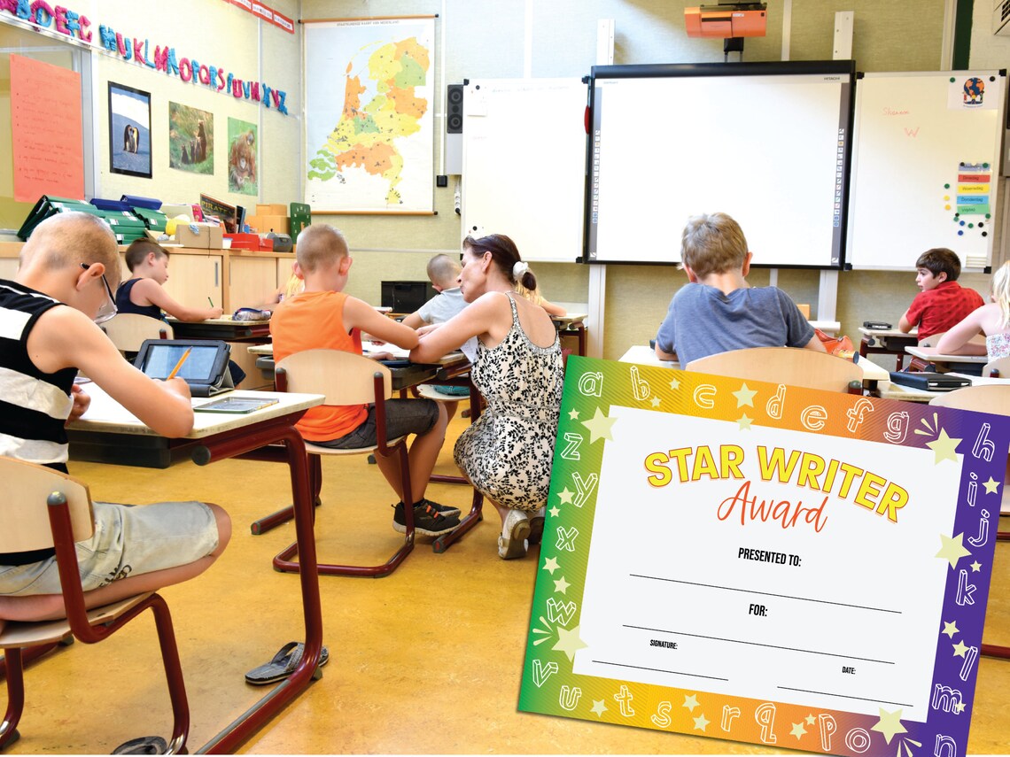 Writing Certificate Printable Template, Star Writer Award of ...