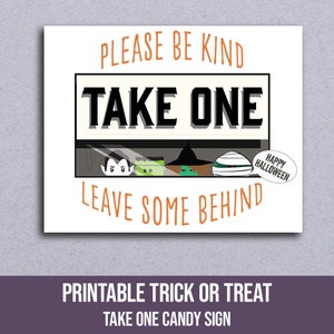 Printable Funny Please Take One Candy Halloween Sign for Trick - Etsy