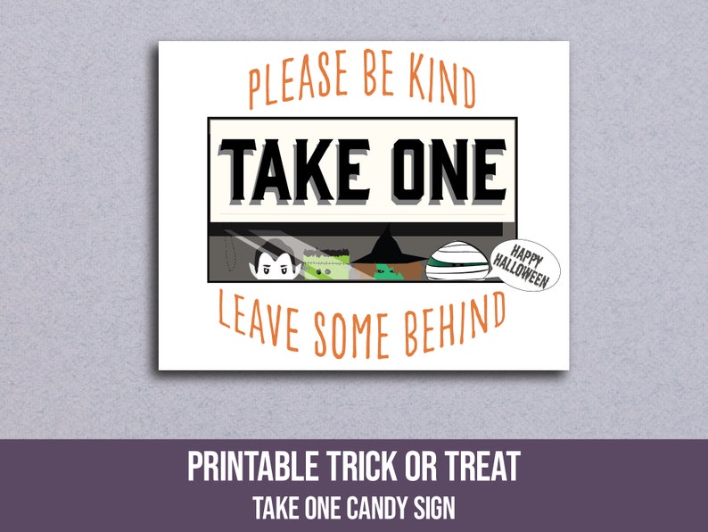 Printable Funny Please Take One Candy Halloween Sign for Trick - Etsy