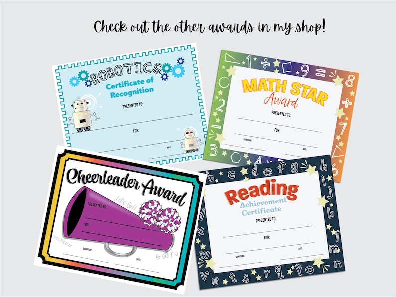 Art Award Certificate Printable, Art Class or Student Art Exhibit ...